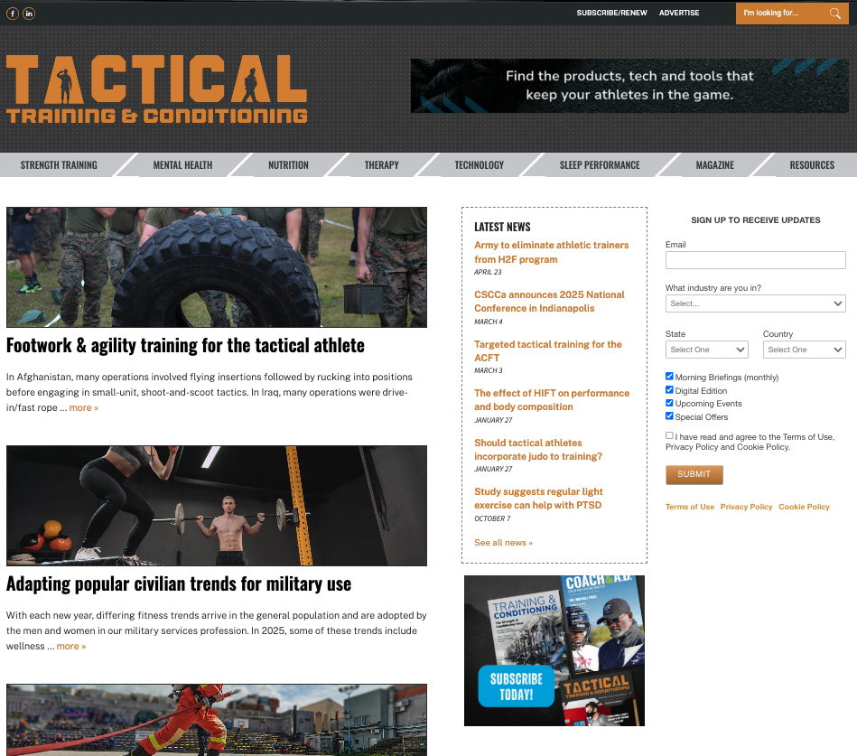 Website - Tactical Training & Conditioning Media Kit Site